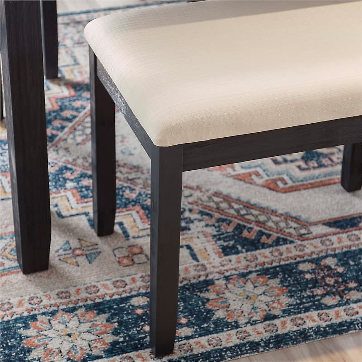 Linon Jordan Wood Backless Bench in Dark Charcoal Gray