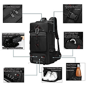 ODSSTAIPS Backpack for Traveling on Airplane,17 inch Laptop Backpack for Men,Waterproof Carry on Backpack Flight Approved,70L Travel Backpack for Personal Item Size with Shoe Compartment,Black