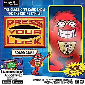 Press Your Luck Card Game with Whammy Plush Toy, Bring The Classic TV Game Show Home, Full of Trivia, Tactics, Choices, and Chances, Play with Family and Friends, Remote Home Entertainment
