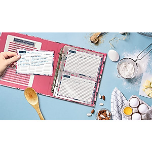 Better Kitchen Products Recipe Binder, 8.5" x 9.5" 3 Ring Binder Organizer Set (with 50 Page Protectors, 100 4" x 6" Recipe Cards & 12 Category Divider Tabs) Floral Design
