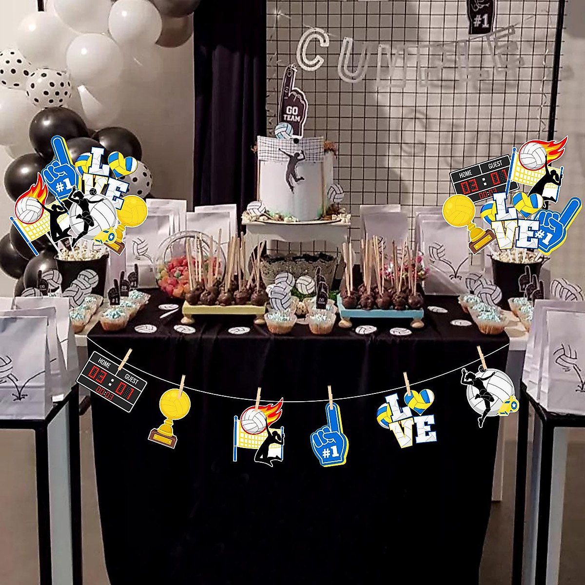 Cheereveal 24 Pieces Volleyball Centerpiece Sticks, Bump Set Spike Volleyball Table Toppers, Sports Themed Baby Shower Birthday Party Decorations