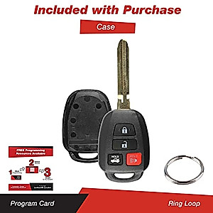 KeylessOption Keyless Entry Remote Uncut Car Blank Key Blade Case Fob Shell for Toyota Camry Scion HYQ12BDM