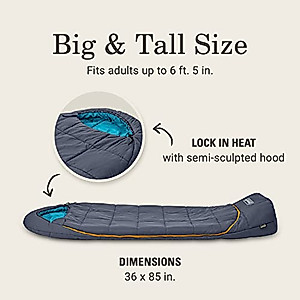 Coleman Big Bay Mummy Sleeping Bag, Cool-Weather 0°F/20°F/40°F Camping Sleeping Bag for Adults with Foot Ventilation and Compression Stuff Sack, Big & Tall
