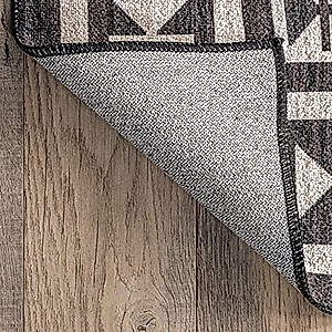 nuLOOM Leighton Machine Washable Southwestern Medallion Ultra Thin Area Rug, 6x9, Beige