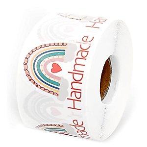 Wailozco Handmade Rainbow Stickers,Thank You Stickers,Handmade Stickers,Small Shop Stickers,Envelopes Stickers for Small Business, Online Retailers,Handmade Goods,500 Labels Per Roll