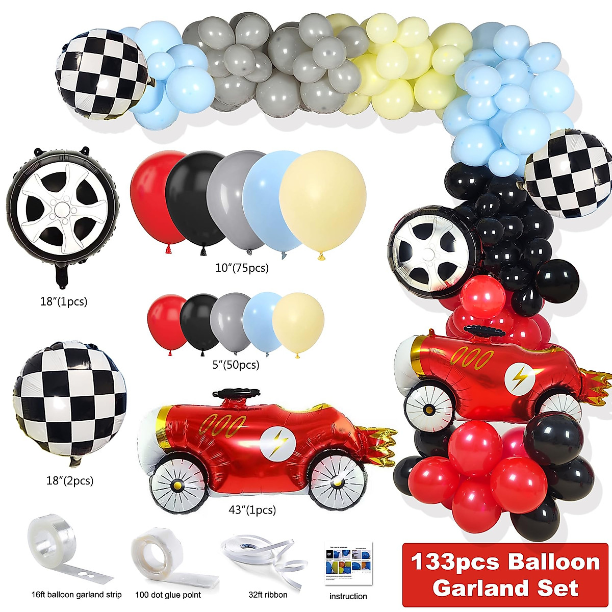 YSHMFEUX Two Fast Birthday Decorations Party Supplies, Race Car 2nd Birthday Decorations, Baby Boy 2nd Birthday Decorations, 2nd Birthday Decorations for Boy