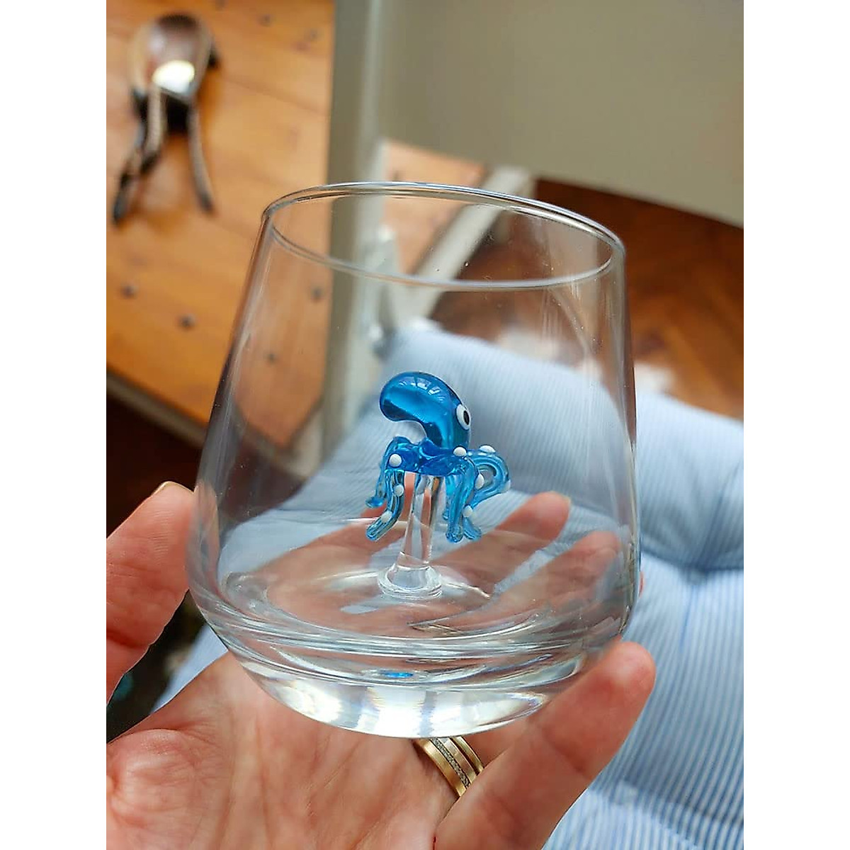 HeguSun 3D Drinking Glass Cup with Cute Animal Figurine Inside, Hand Blown Glass Ocean Life Animals Figures Inside Mug, Stemless Glass for Wine, Water, Milk, Beverages, 12oz(Ocean Animals)