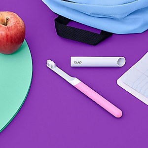 Quip Sonic Toothbrush for Kids - Timed Electric Toothbrush with Small Replaceable Brush Head - Soft Bristles, Rubber Handle, 3 Month Battery Life - Travel Toothbrush - Pink
