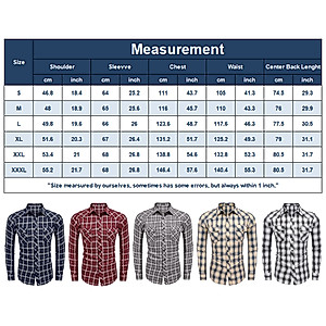 COOFANDY Mens Shirt Western Long Sleeve Cowboy Plaid Casual Button Up Dress with Pockets, Black White, Large, Long Sleeve