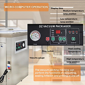 HayWHNKN Single Chamber Vacuum Packaging Machine 20inch Sealing Bar Commercial Food Vacuum Chamber Sealer Dry&Moist Food Dual
