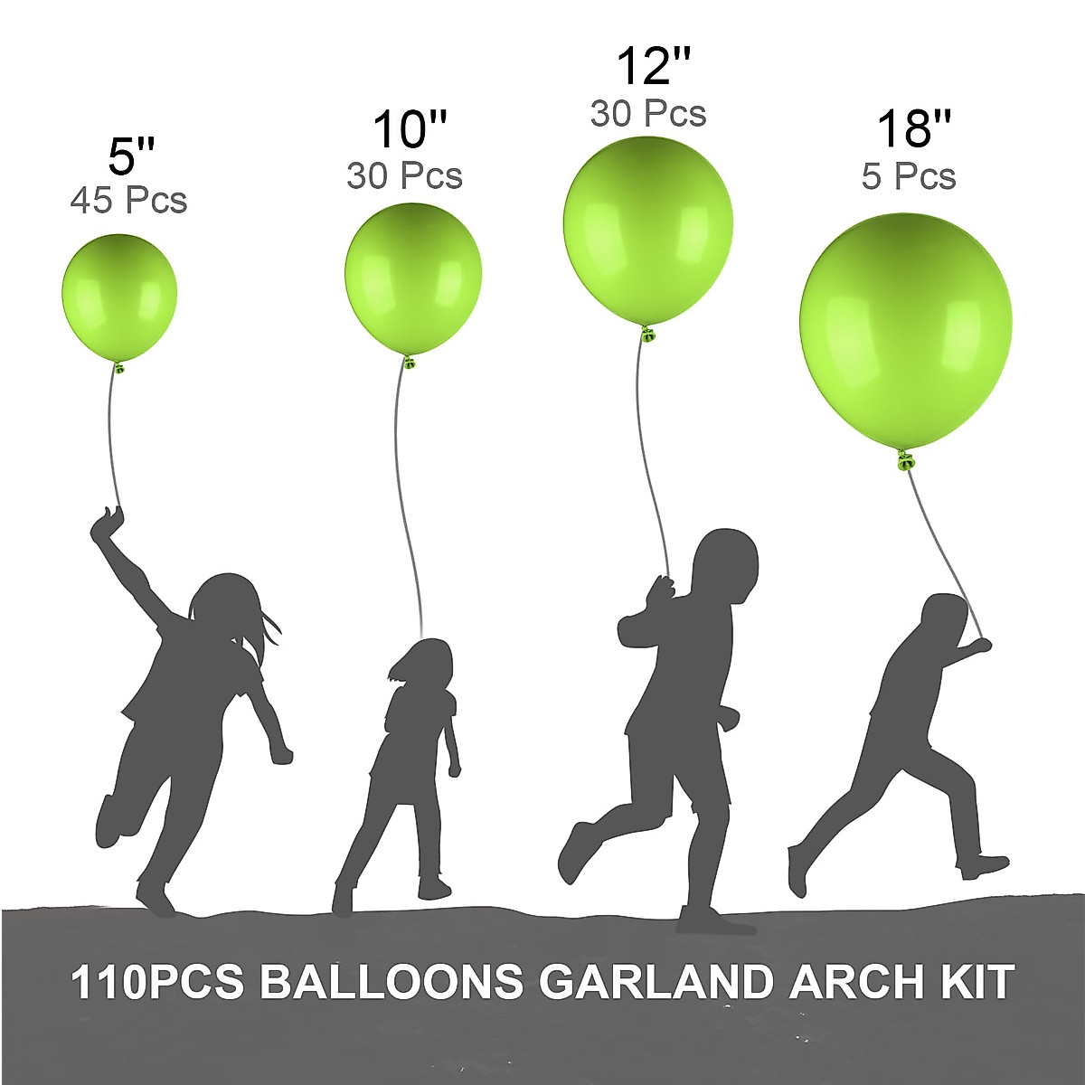 110pcs Apple Green Balloon Garland Arch Kit, 18 12 10 5 Inch s Lime Green Balloon Different Sizes Pack for Gender Reveal Birthday Baby Shower Party Decorations