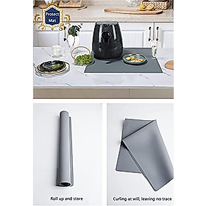 Multipurpose Silicone Mats for Kitchen Counter, Countertop Protector, Heat Resistant Mat for Air Fryer to Site on, 23.6"x23.6"x0.08" Dark Grey