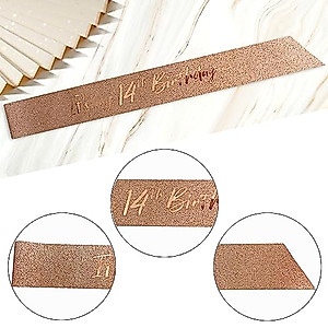 Ceqiny 14th Birthday Sash Tiara and Crowns for Girls, Birthday Queen Rose Gold Tiara, Princess Tiara Rhinestone Headbands with Combs Bridal Wedding Tiaras for Wedding Prom Bridal Party Christmas