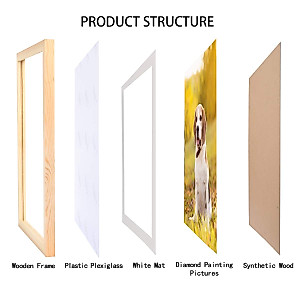 IOOSTAR 12x16 Diamond Painting Picture Frame ，Display Pictures 10 x 14 inch/25x35 cm with Mat or 12 x 16 inch/30x40 cm Without Mat， Diamond Art Photo Frame Natural Solid Wood Color (YNCK0021)