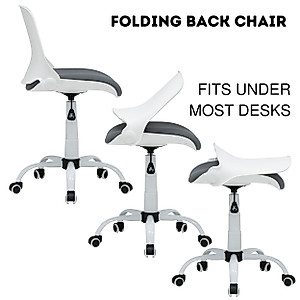 Calico Designs Back, Modern, Swivel, Office Contoured Folding Task Chair, White/Grey (18617)
