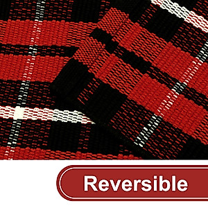 KIMODE Christmas Door Mat Outdoor 35"x59",Red and Black Buffalo Plaid Rug,Washable Cotton Hand-Woven Layered Door Mats,Reversible Outdoor Christmas Decor for Front Porch,Entryway,Kitchen