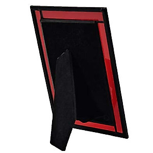 Red Stained Glass Picture Frame for Home Décor, Office, Desk, Table Top 4x6 Photo Horizontal Vertical Easel Back Series J Devlin