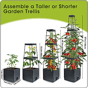 MQFORU Tomato Planter with Trellis, 57" Raised Garden Bed Planters Box for Climbing Vegetables Plant, Self Watering Tomato Support Cages for Garden Pots, Use for Patios Greenhouse Indoor Outdoor（1Pc）