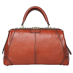 Banuce Fashion Full Grain Italian Leather Doctor Bag Purses and Handbags for Women Ladies Satchel