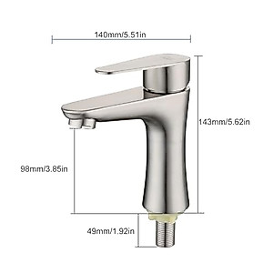 SZYDD Kitchen Faucet Single Levers Bathroom Tap with 60cm Hose Stainless Steels Cold Water Tap Bath Sink Faucet Kitchen Sink Accessories