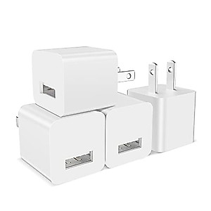 USB Wall Charger Block 4Pack 5V 1A Cube USB Plug Power Charging Adapter Brick for Apple iPhone Xs Max XR 8 Plus IPad Cell Phone Box