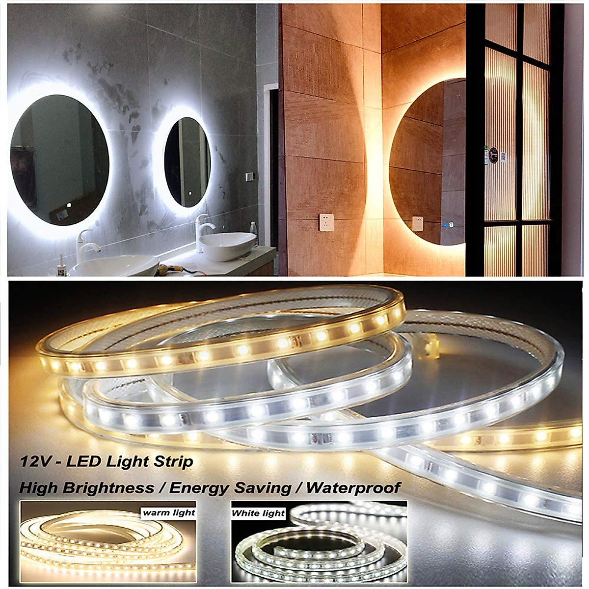 Bathroom Mirror Mirror,Illuminated LED Backlit, Wall Mounted Vanity Lighted Mirror, Bedroom/Living