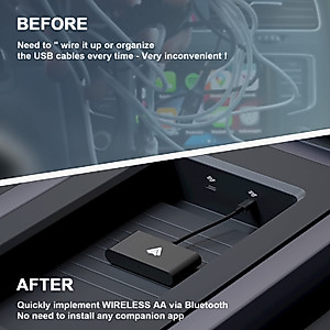 WQQBFF Wireless Android Auto Car Adapter，Android Phones Converts Wired Android Auto to Wireless - Direct Plug-in Type-c Adapter， Android Auto Wireless Adapter AI Box for Car with OEM（Black）