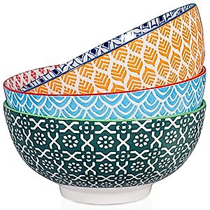 Salad Pho Soup Bowls Set for Eating, 55oz Lareina Extra Large Stackable Ramen Pasta Ceramic Serving Bowls, Big Round Microwavable Porcelain Bowls for Kitchen, Ideal Housewarming Gift
