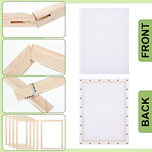 Qunclay 17 Pcs Canvas Stretcher Bars Canvas Frame with Accessories DIY Canvas Stretcher Bars Wooden Canvas Stretcher Arts Stretching Canvas Kit for Painting Photo Posters Supplies (12 x 16 Inch)