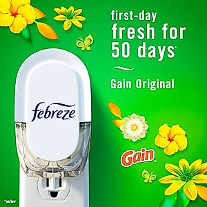 Febreze Odor-Fighting Fade Defy PLUG Air Freshener, Downy April Fresh, Gain Original, Linen & Sky, (3) .87 fl. oz. Oil Refills