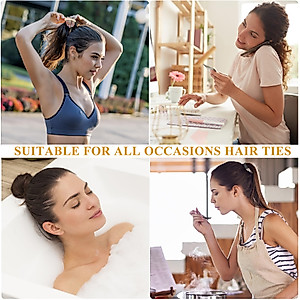 Tyfthui 200 Pcs Hair Ties for Thick Hair No Damage, Elastic Ponytail Holders, Hair Elastics Hair Bands Rubber Bands for Women's Hair (Color A)