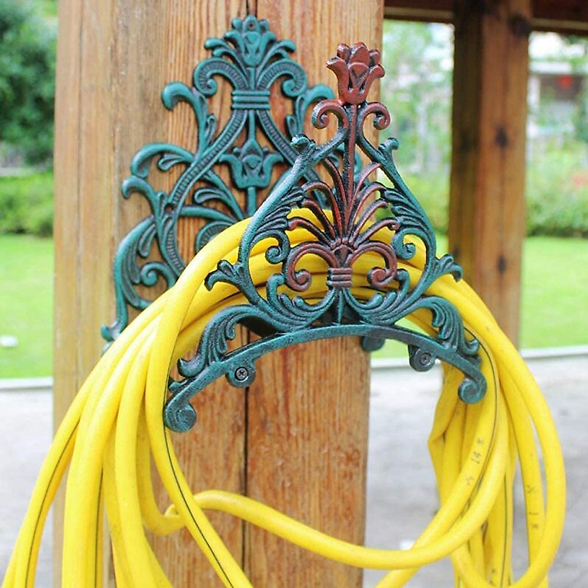Riyyow European Tulip Flower Cast Iron Wrought Iron Pipe Bracket Cast Iron Gardening Decoration Retro Villa Garden Pipe Rack Cast Iron Doorbell Decoration
