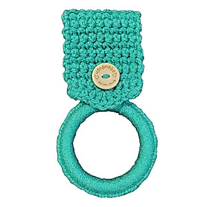 Crochet Hanging Dish Towel Holder (Bright Teal)