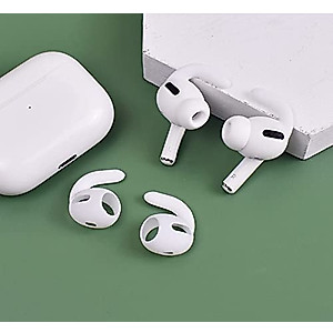 ALXCD Eartips & Ear Hooks Kit Replacement for Air Pods Pro, 2 Pairs Over-Ear Soft Ear Hook & 2 Pairs Anti Slip Silicone Eartips & 3 Pairs S/M/L in-Ear Eartips, Fit Air Pods Pro 1+1+2S+3 White