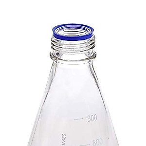 3 Pack Moonetto 1000ml Narrow Mouth Graduated Lab Erlenmeyer Glass Flask with Blue Screw Cap