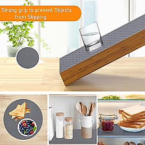 Shelf Liner Kitchen Drawer Mats, Non Adhesive EVA Material with Refrigeator Liners,Waterproof Durable Fridge Table Place Mats for Cupboard, Cabinets, Drawer Liner, Bathroom-Gray,17.5''x118.1''(2roll)