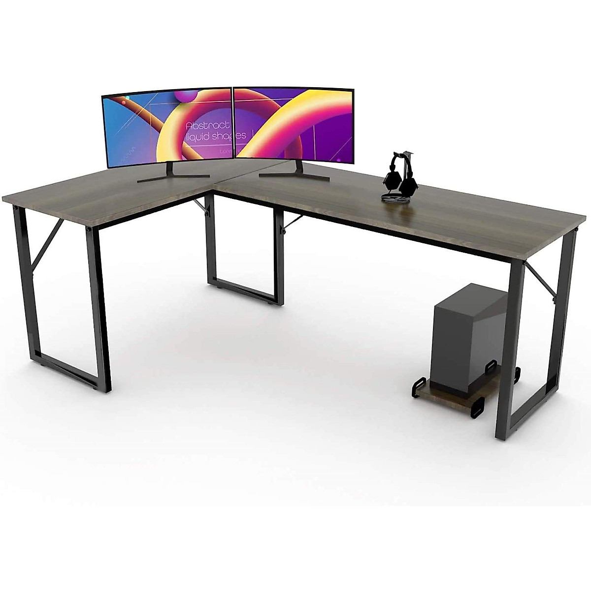 CX Modern L-Shaped Corner Desk Computer Desk Gaming Office PC Table, Sturdy Simple Industrial Style Home Office Writing Workstation Steel