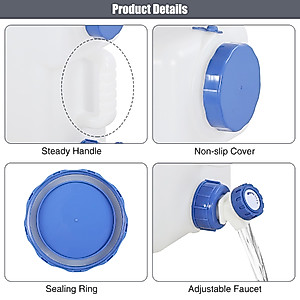 RedSwing 4 Gallon/15L Portable Water Container with Spigot, Water Storage Carrier for Camping Outdoor Hiking, BPA Free