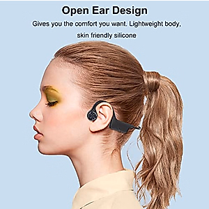 Bone Conduction Headphones Open Ear Wireless Earbuds Bluetooth IPX7 Waterproof Sports Earphones Lightweight Long Battery Life Ear Buds for Running Hiking Driving Workouts Android iOS Red