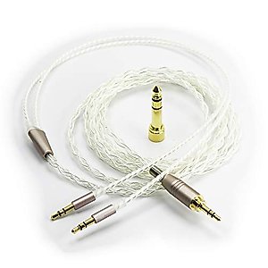NewFantasia 6N OCC Copper Silver Plated Upgrade Audio Cable 3.5mm Male and 6.3mm Adapter Compatible with Hifiman Ananda, Sundara, Arya, HE400SE, HE4XX, HE-400i Headphone (2 x 3.5mm Version)