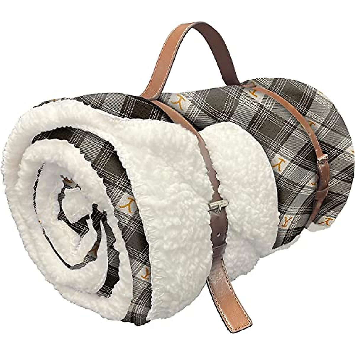 Northwest Yellowstone Silk Touch Sherpa Throw Blanket with Storage Strap Handle, 60" x 70", Dutton Plaid
