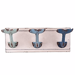 Foreside Home & Garden Wood Distressed Metal Whale Tail Decorative Wall Hook, 64