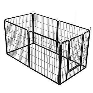 Yaheetech Foldable Pet Pen Playpen Play Yard - 32 inch 18 Panel Portable Small Animal Playpen Metal Exercise Barrier Fence w/Door Outdoor Indoor Black