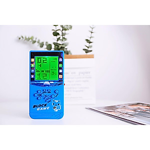 HLF New Large Screen Brick Game Console Green Backlight Built-in 23 Multi-Mode Block Games Classic Nostalgia Puzzle Speed and Difficulty can be Adjusted Suitable as a Gift for Kids (Blue)