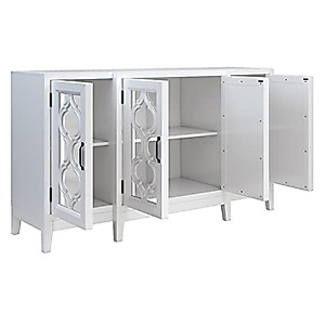 SEASD 59.8'' Mirrored Console, Sideboard for Living and Dining Room with 4 Cabinets and 3 Adjustable Shelves.