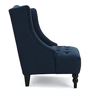 Christopher Knight Home Toddman High-Back Fabric Club Chair, Dark Blue 33.75D x 27.25W x 38.5H in