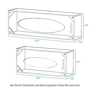 RUIDEO 4-Pack Storage Bag Organizer Compatible with Ziploc Bags, Acrylic Organizers for Kitchen Organization and Storage, Compatible with Gallon, Quart, Sandwich and Snack Size Bag, Plastic Bag Holder