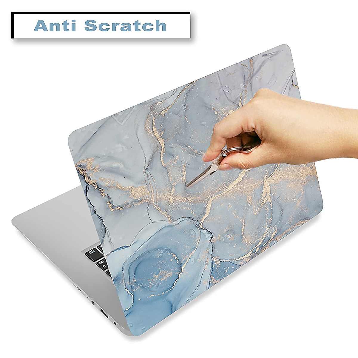 ArtSo Laptop Skin Sticker Decal, 12" 13" 13.3" 14" 15" 15.4" 15.6 inch Laptop Universal Netbook PC Notebook Vinyl Reusable Skin Sticker Cover Art Case Protector Personalized,Blue Grey Marble