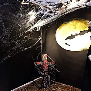 DearHouse 1100 sqft Halloween Stretch Spider Webs Indoor & Outdoor Spooky Spider Webbing with 60 Fake Spiders for Halloween Decorations