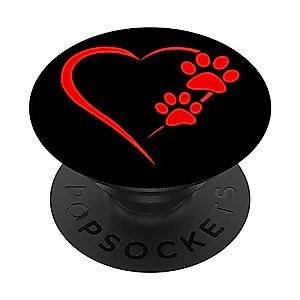 Red Heart Paw Print Dog Paw Cute Dog Love Black Dog PopSockets Standard PopGrip